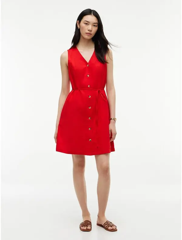 Tommy Hilfiger Sleeveless V-neck Mini Dress With Belt