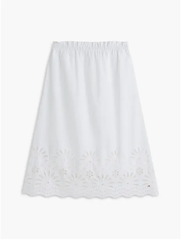 Tommy Hilfiger Embroidered Eyelet Poplin Midi Skirt
