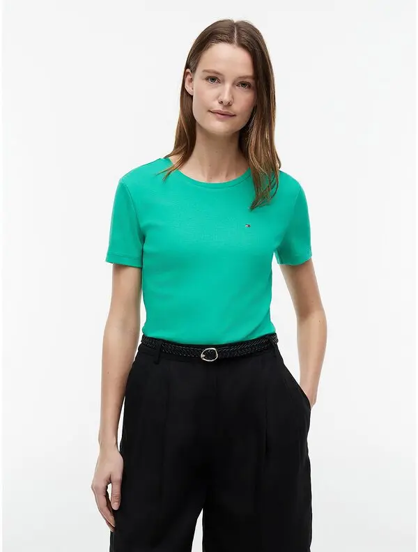 Tommy Hilfiger Crewneck Favorite T-shirt Green - Cosmic Green