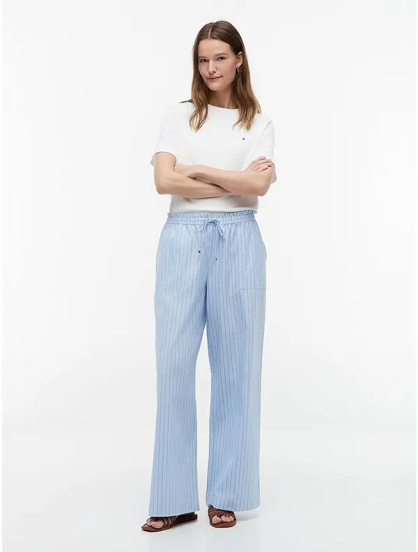 Tommy Hilfiger Striped Poplin Pull-on Trousers - Vessel Blue