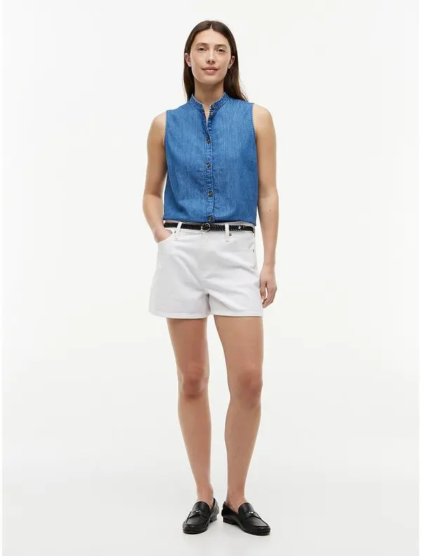 Tommy Hilfiger Sleeveless Chambray Band Collar Shirt