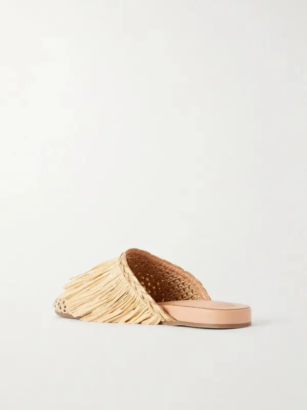 ANCIENT GREEK SANDALS Fringe Raffia Slip-on Flats