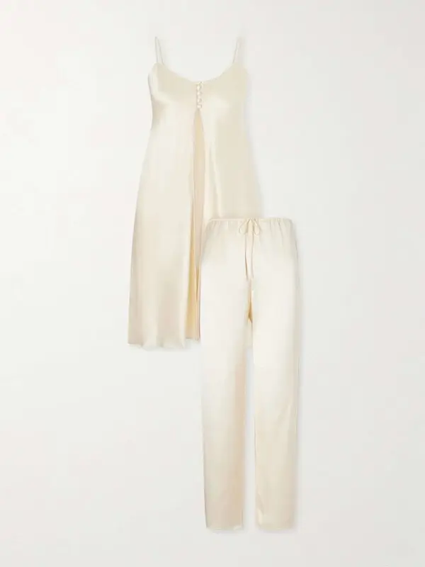 Olivia Von Halle Elvira Silk-satin Pajama Set - Ecru