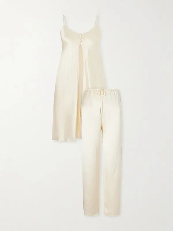 Olivia Von Halle Elvira Silk-satin Pajama Set - Neutrals