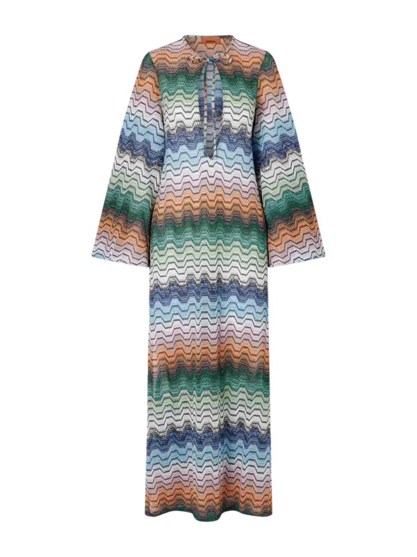 Missoni Mare Striped Metallic Crochet-knit Coverup