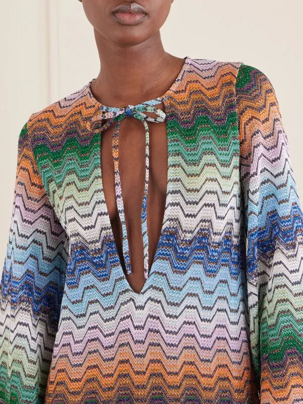 Missoni Mare Striped Metallic Crochet-knit Coverup