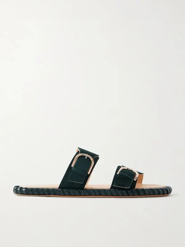 Gabriela Hearst Sage Suede Flat Sandals - Green