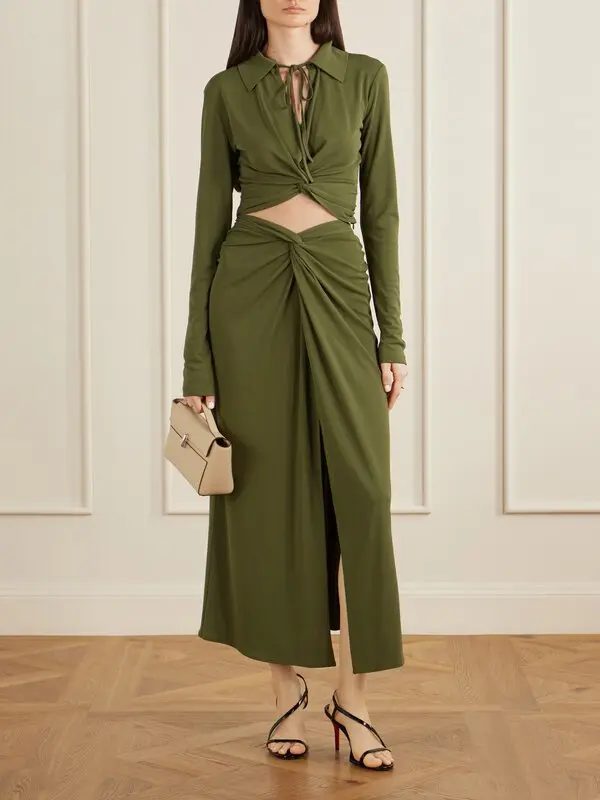 VIOLANTE NESSI Gathered Knotted Cropped Top