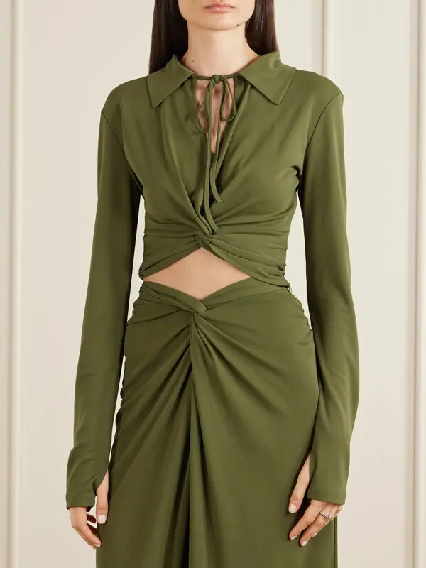 VIOLANTE NESSI Gathered Knotted Cropped Top