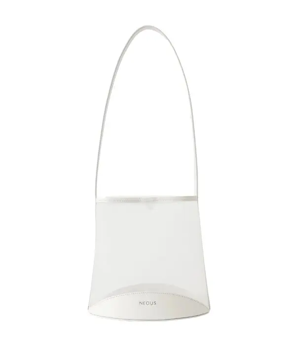 NEOUS Pardalis Leather-trimmed Mesh Bucket Shoulder Bag - White