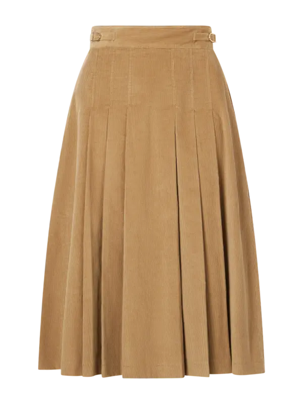 Gabriela Hearst Pleated Corduroy Maxi Skirt - Beige
