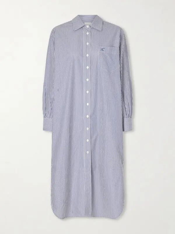 Suzie Kondi Stella Striped Cotton-poplin Midi Shirt Dress - Blue