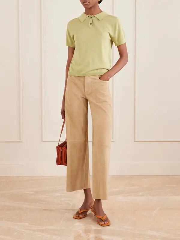 Stouls Lilou Cropped Suede Wide-leg Pants - Neutrals