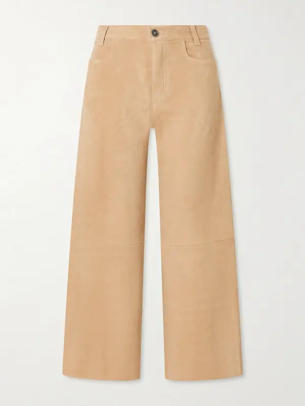 Stouls Lilou Cropped Suede Wide-leg Pants - Neutrals