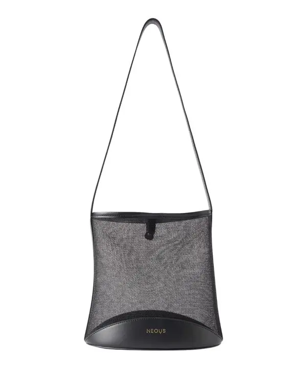 NEOUS Pardalis Mesh And Leather Bucket Shoulder Bag - Black