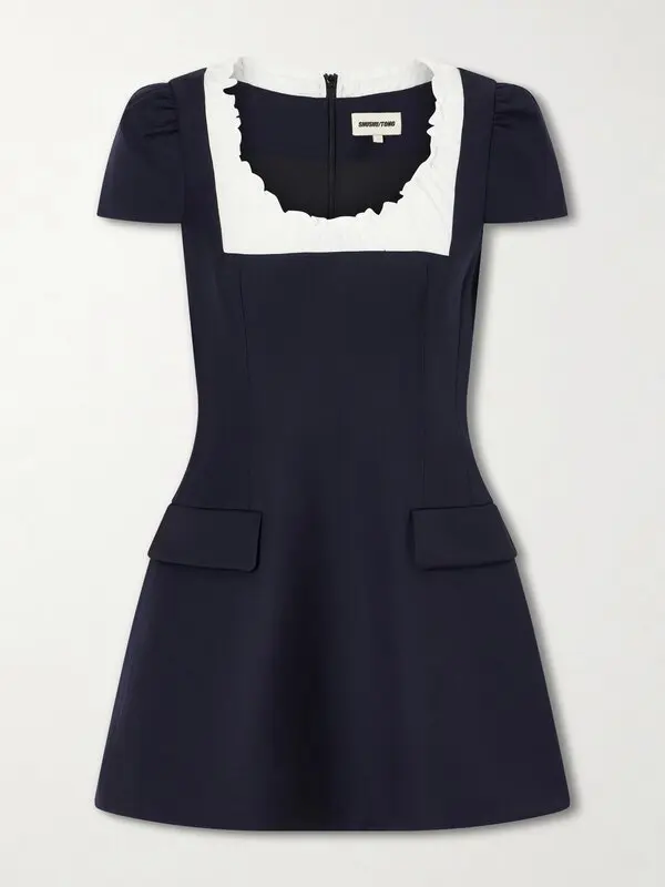 SHUSHU/TONG Scalloped Wool Mini Dress - Blue