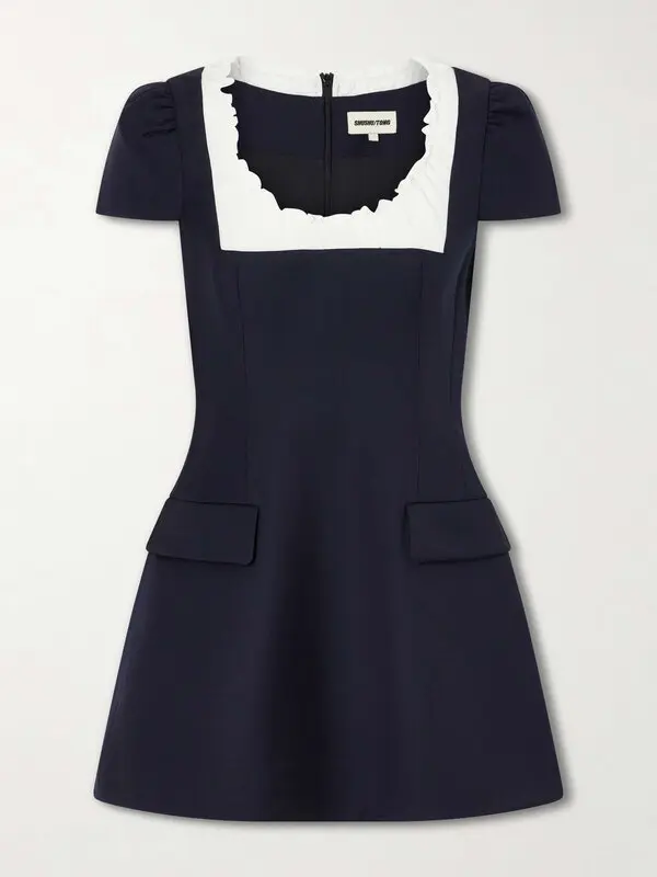 SHUSHU/TONG Scalloped Mini Dress - Navy