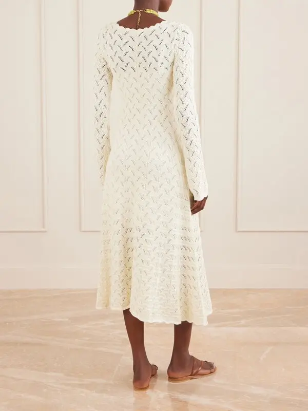 Cara Cara Avril Pointelle Knit Cotton Midi Dress