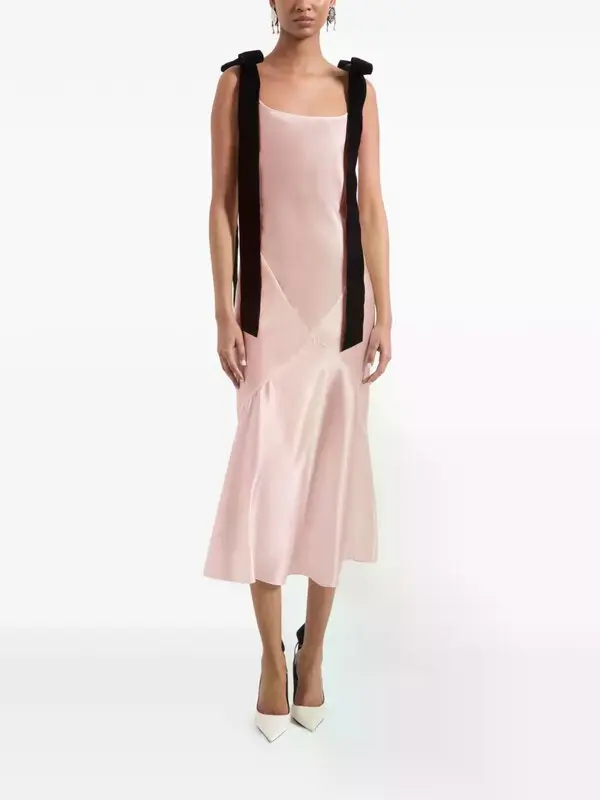 Nina Ricci Bow-detail Satin Midi Dress - Pink