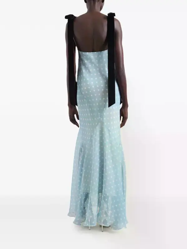 Nina Ricci Light Silk Polka Dot Mermaid Maxi Dress
