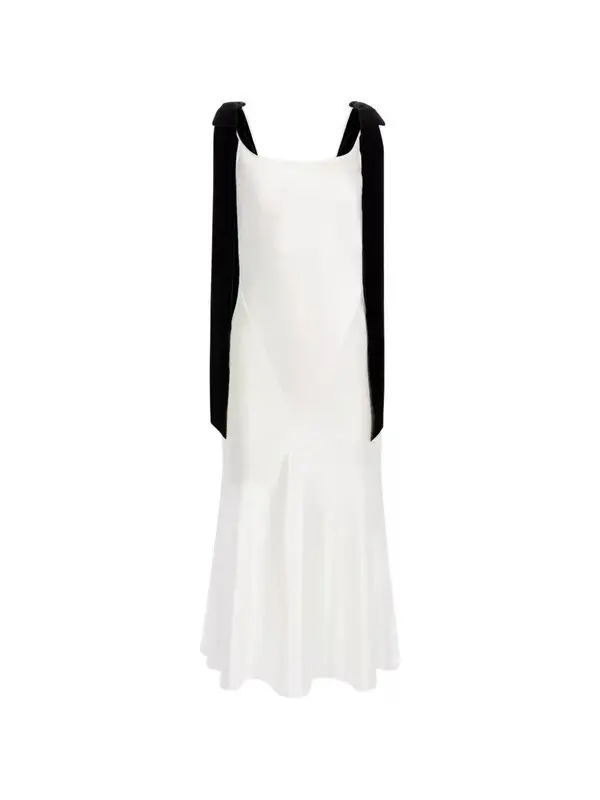Nina Ricci Satin Midi Dress With Bow Detail - White