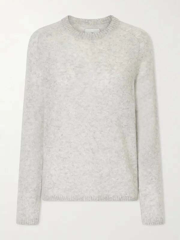 THE ELDER STATESMAN Nimbus Laurel Knitted Cashmere And Silk-blend Sweater - Gray