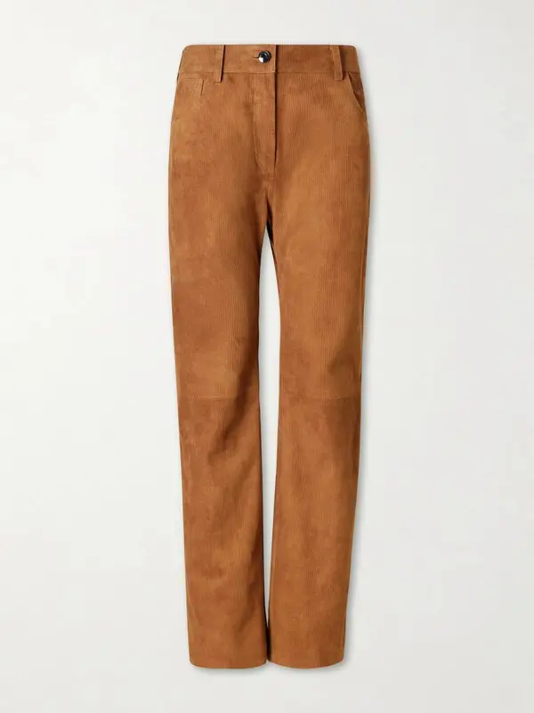 Magda Butrym Suede Corduroy Straight-leg Pants - Brown