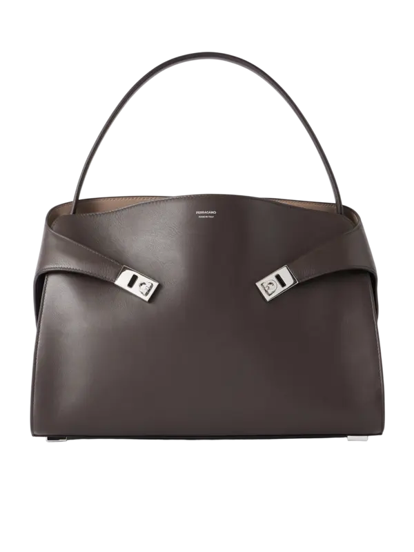 FERRAGAMO Hug Medium Leather Tote - Brown