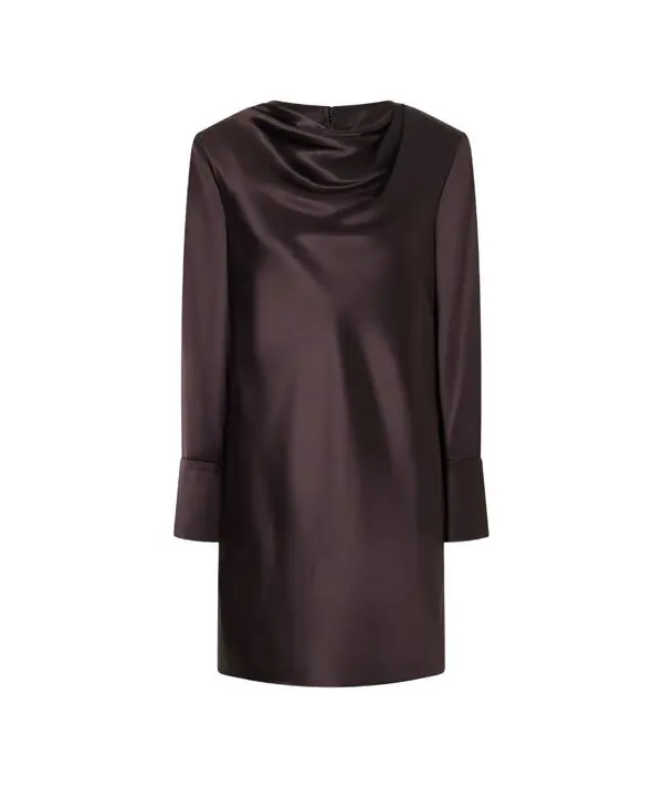 Veronica De Piante Amal Draped Silk-blend Satin Mini Dress - Brown
