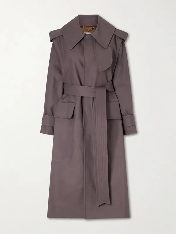 Victoria Beckham Philippa Belted Cotton Trench Coat - Brown