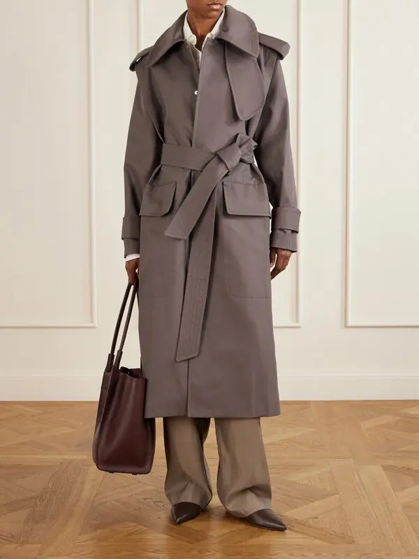 Victoria Beckham Philippa Belted Cotton Trench Coat - Brown