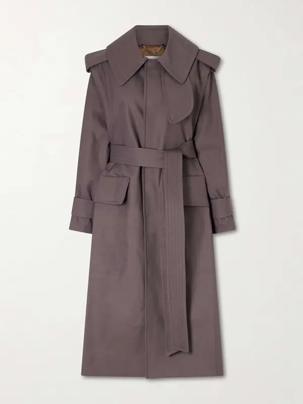 Victoria Beckham Belted Cotton Trench Coat - Taupe