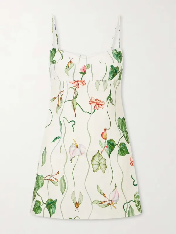 Cara Cara Cherry Printed Linen Mini Dress - Ivory