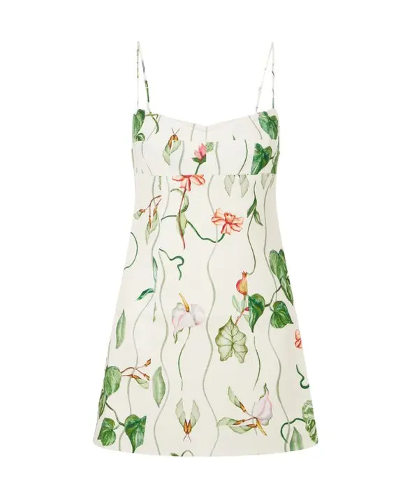 Cara Cara Cherry Printed Linen Mini Dress - Neutrals