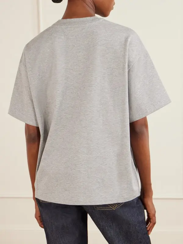 Bottega Veneta Intrecciato Suede-trimmed Organic Cotton-jersey T-shirt - Gray