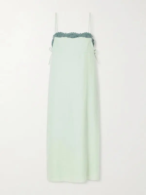 Posse Darya Lace-trimmed Midi Dress - Green