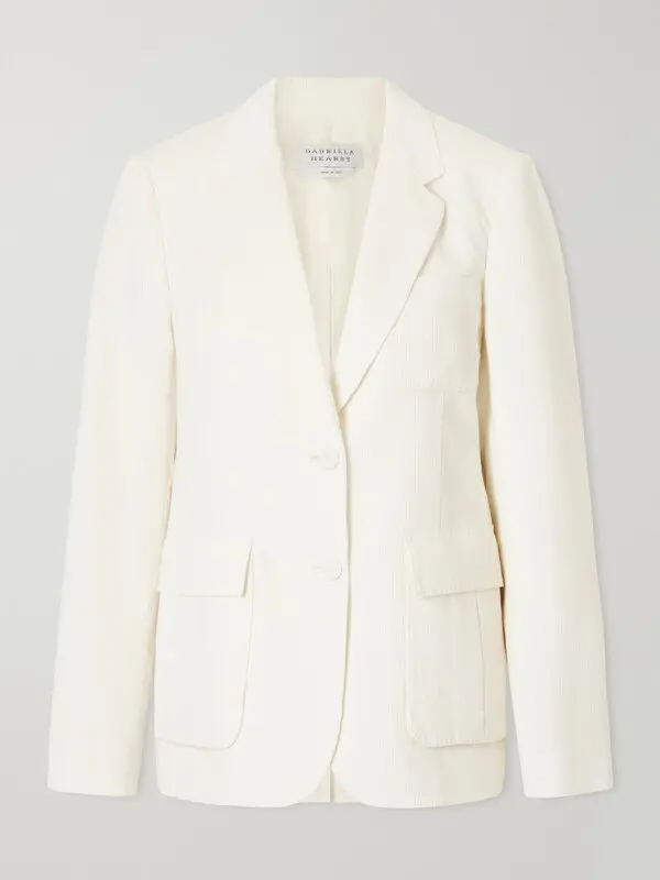 Gabriela Hearst Louisa Cotton Ribbed Blazer - Neutrals