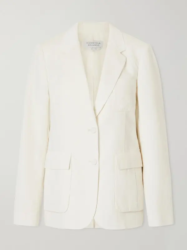 Gabriela Hearst Louisa Cotton Ribbed Blazer - Neutrals
