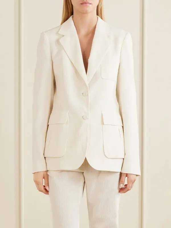 Gabriela Hearst Louisa Cotton Ribbed Blazer - Neutrals