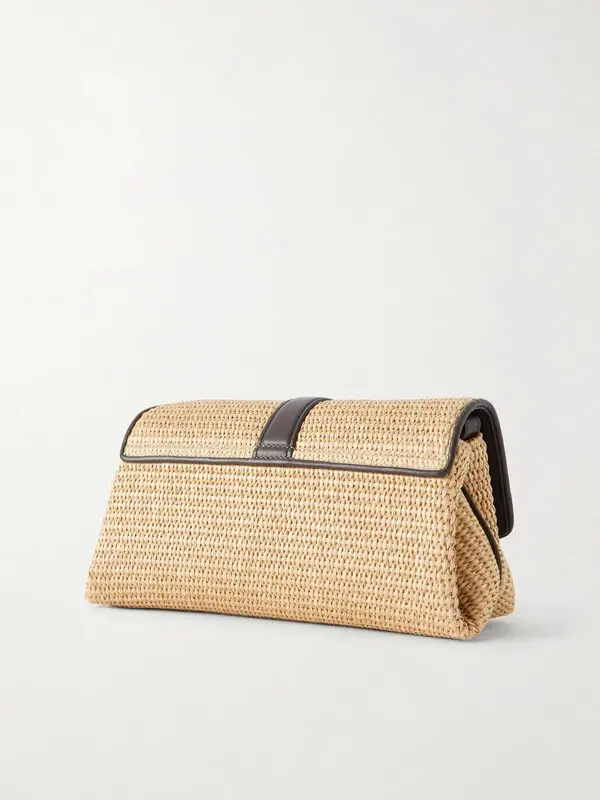 FERRAGAMO Mia' Raffia Cross Body Bag With Leather Trim