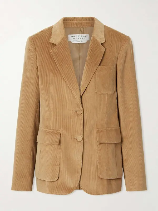 Gabriela Hearst Louisa Cotton Ribbed Blazer - Beige