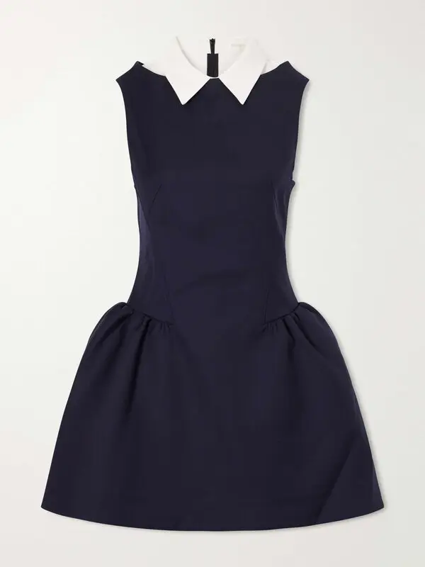 SHUSHU/TONG Patchwork Wool Mini Dress - Navy