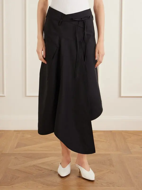 Bottega Veneta Wrapped Cotton-mousseline Maxi Skirt - Black