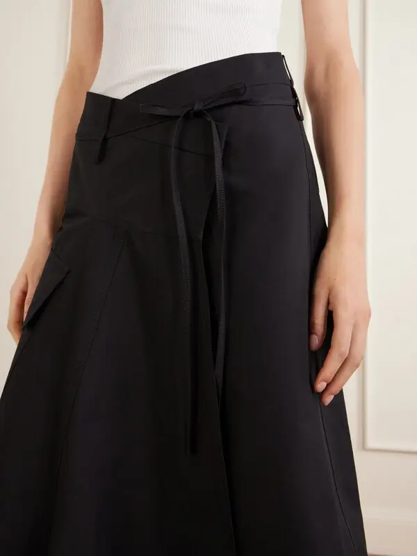 Bottega Veneta Wrapped Cotton-mousseline Maxi Skirt - Black