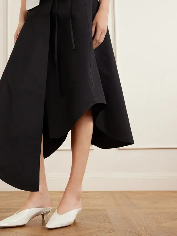 Bottega Veneta Wrapped Cotton-mousseline Maxi Skirt - Black