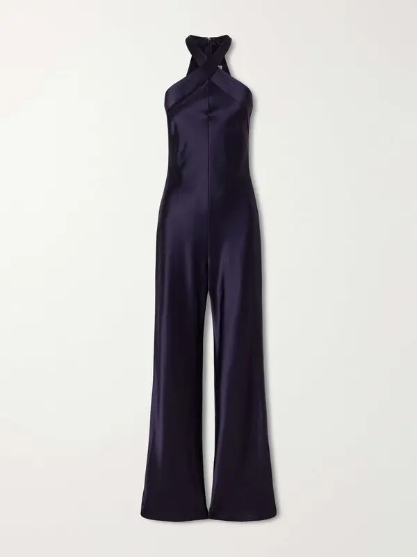 Galvan Eve Satin Jumpsuit - Navy