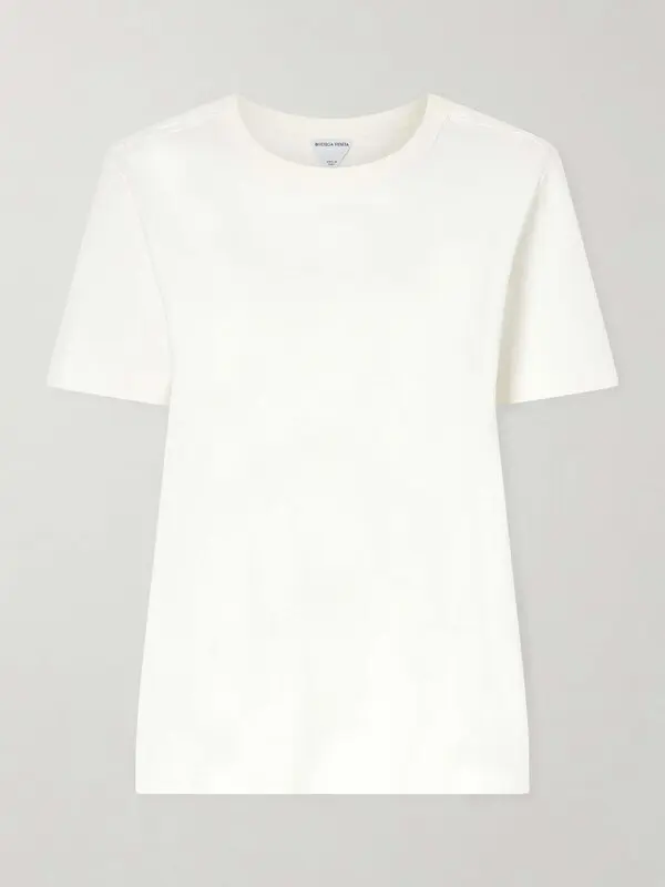 Bottega Veneta Intrecciato Embroidered Cotton-jersey T-shirt - Cream