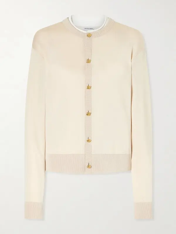 Bottega Veneta Knitted Silk Cardigan - White