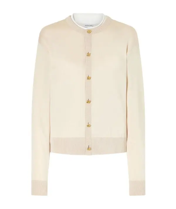Bottega Veneta Knitted Silk Cardigan - White