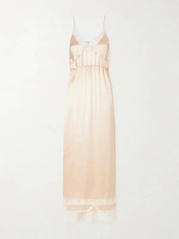Magda Butrym Lace-trimmed Silk Satin Maxi Dress - Orange
